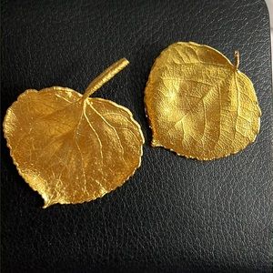 Jewelry | Vintage Hazel Tree Leaves Imprint Style Gold Tone Brooch ...